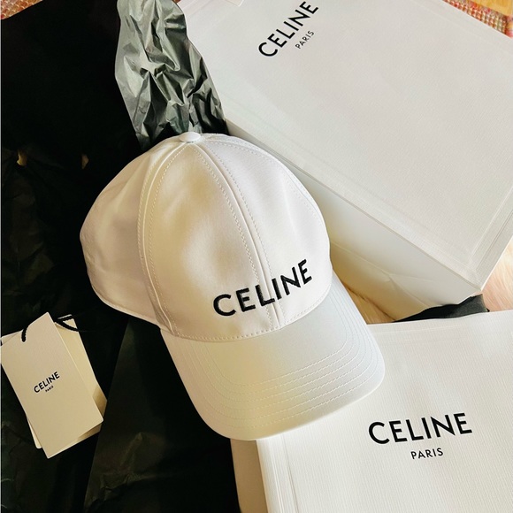 Celine | Accessories | Authentic Celine Cap White Almost Brand New W ...